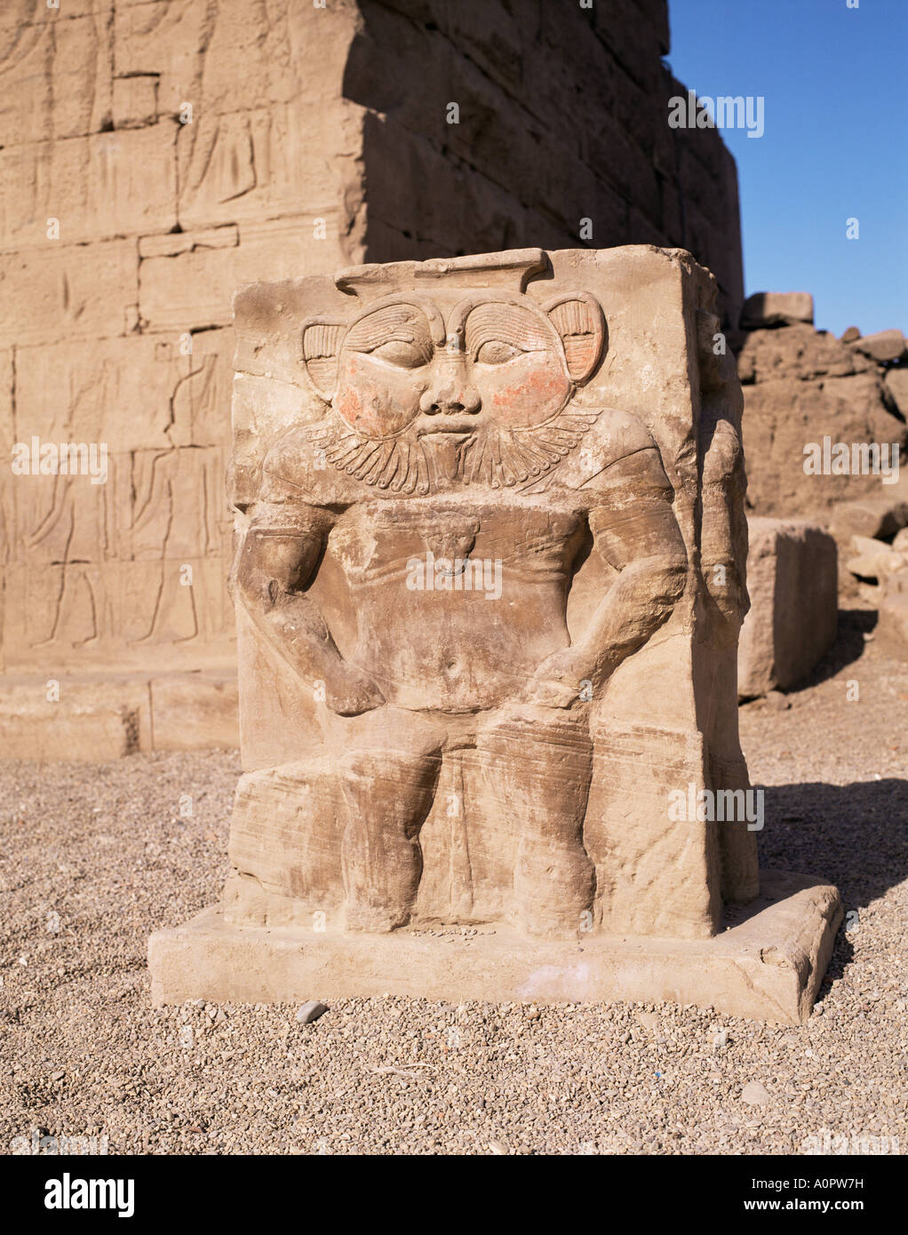 The god Bes Temple of Hathor Dendera Egypt North Africa Africa Stock ...