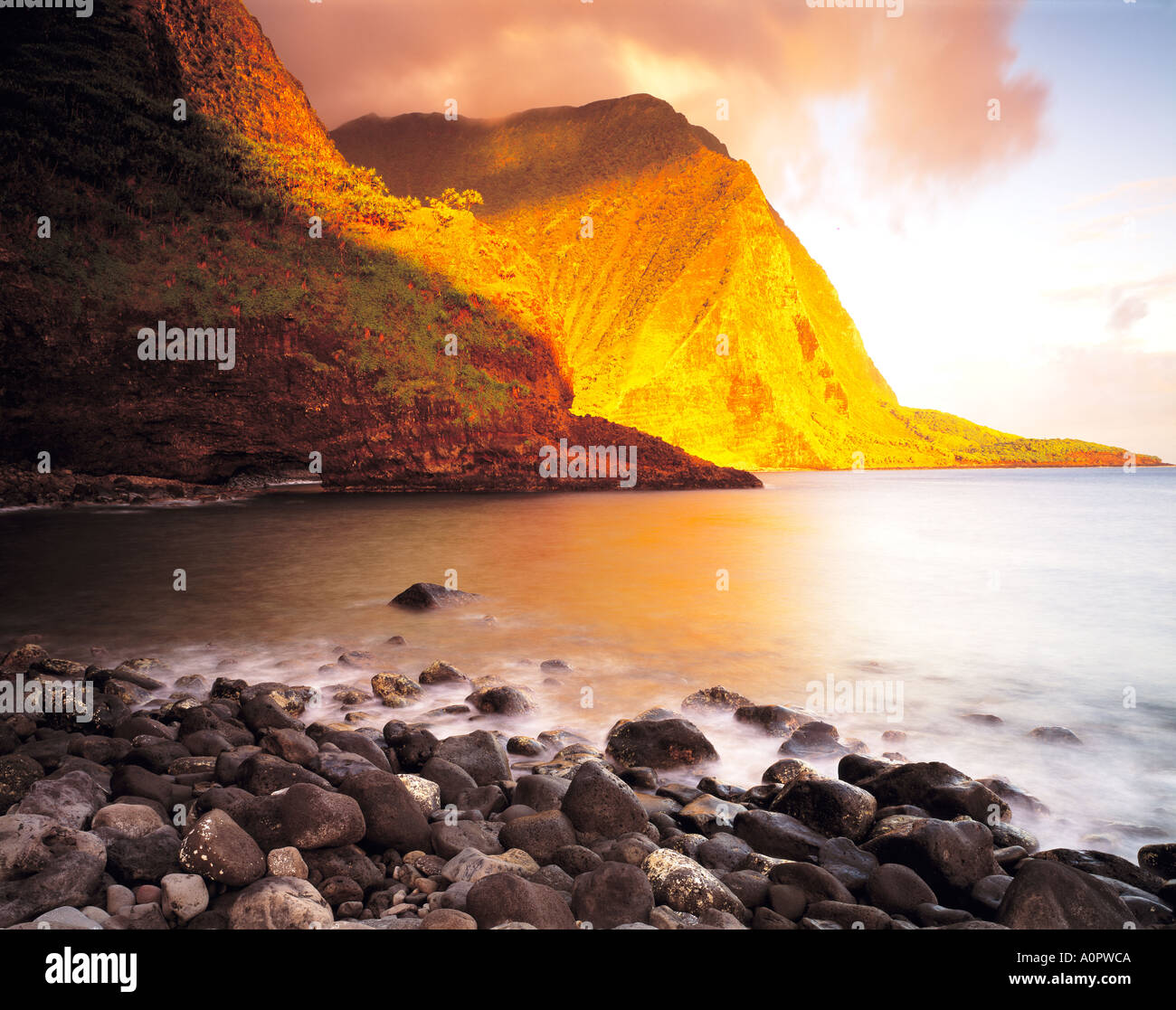 World s Highest Sea Cliffs Wailau Valley Island of Molokai Hawaii Stock ...