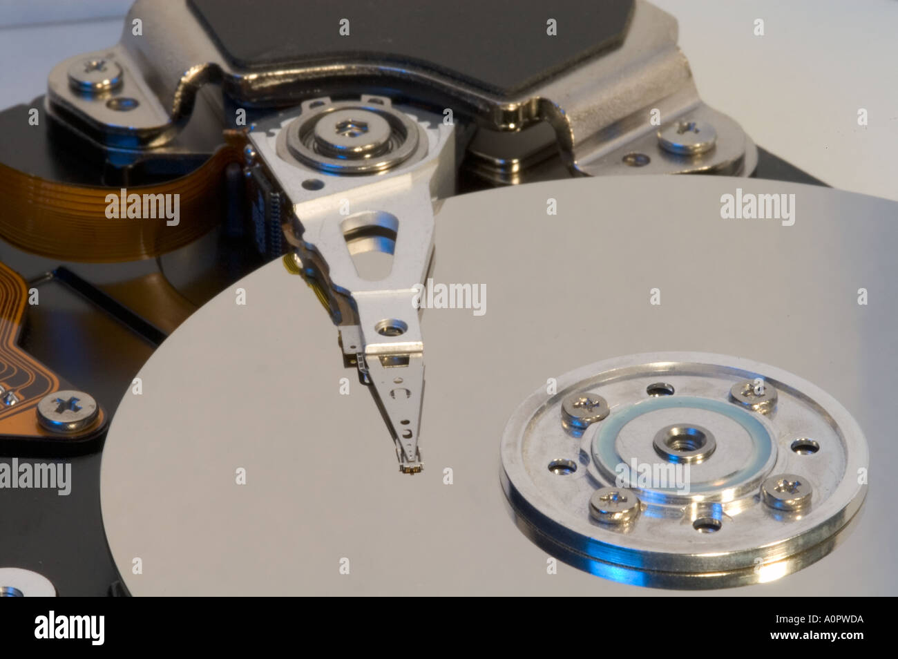 Computer hard disc interior close up Stock Photo - Alamy