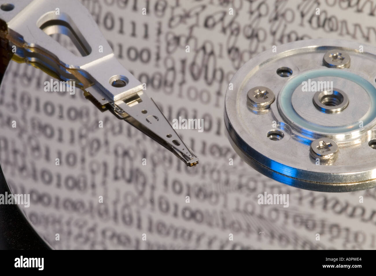 Computer hard disc with binary data Stock Photo - Alamy