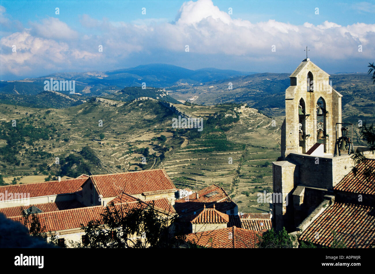 Basilica Santa Maria from the castle Morella Valencia region Spain ...