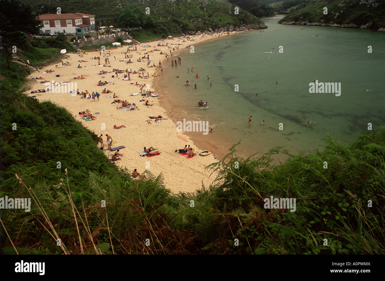 Playa de Poo near Llanes Costa Verde Green Spain Asturias Spain Europe ...