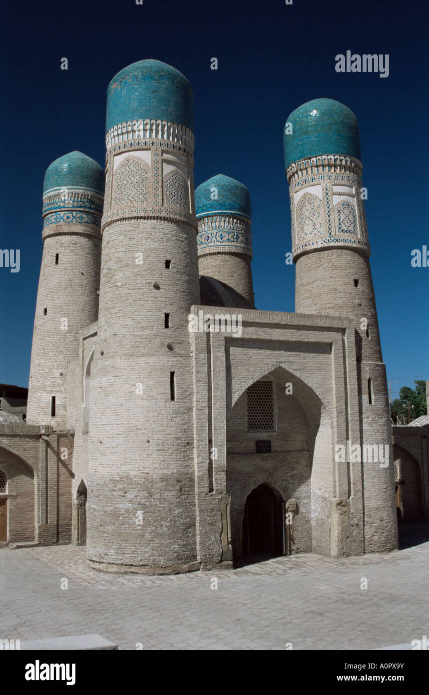 Towers of the Char Minar medressa gatehouse built in 1807 Bukhara ...