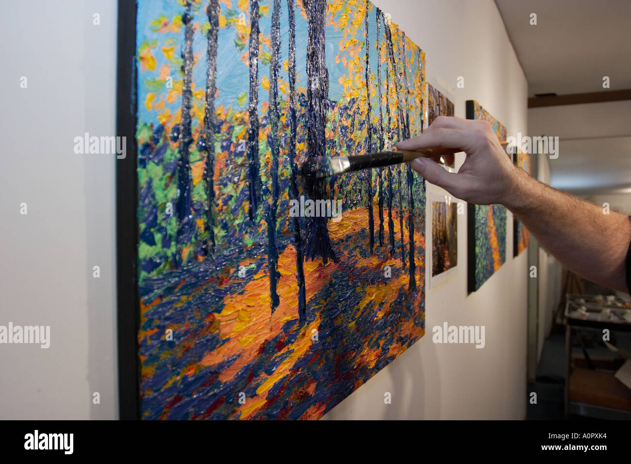 An oil painting being created by an artist Stock Photo - Alamy