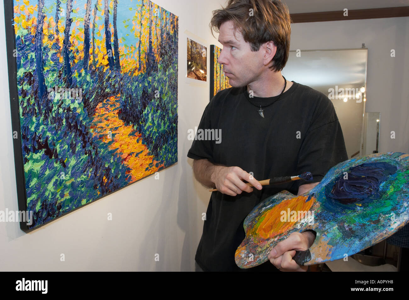 An oil painting being created by an artist Stock Photo - Alamy