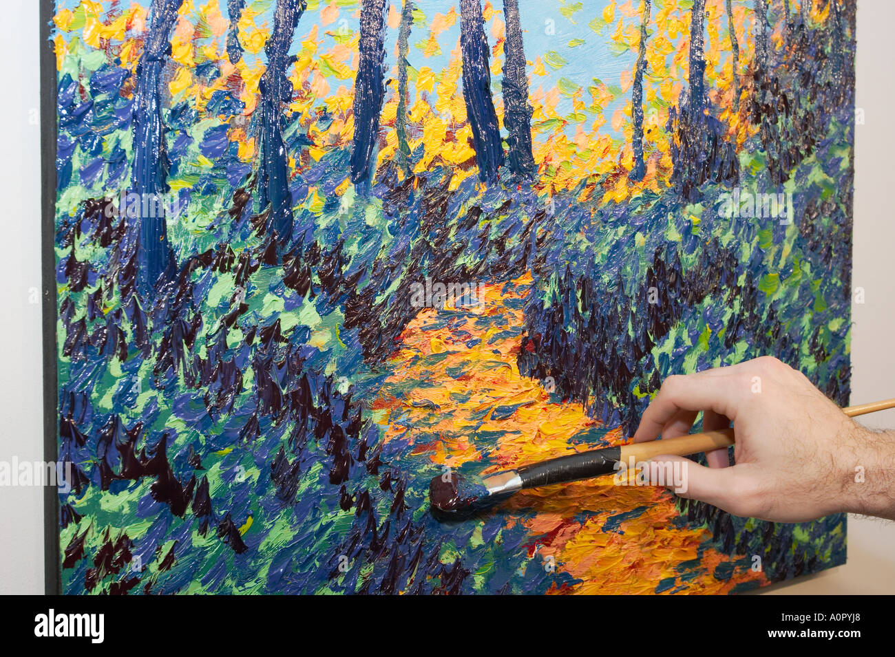 An oil painting being created by an artist Stock Photo - Alamy