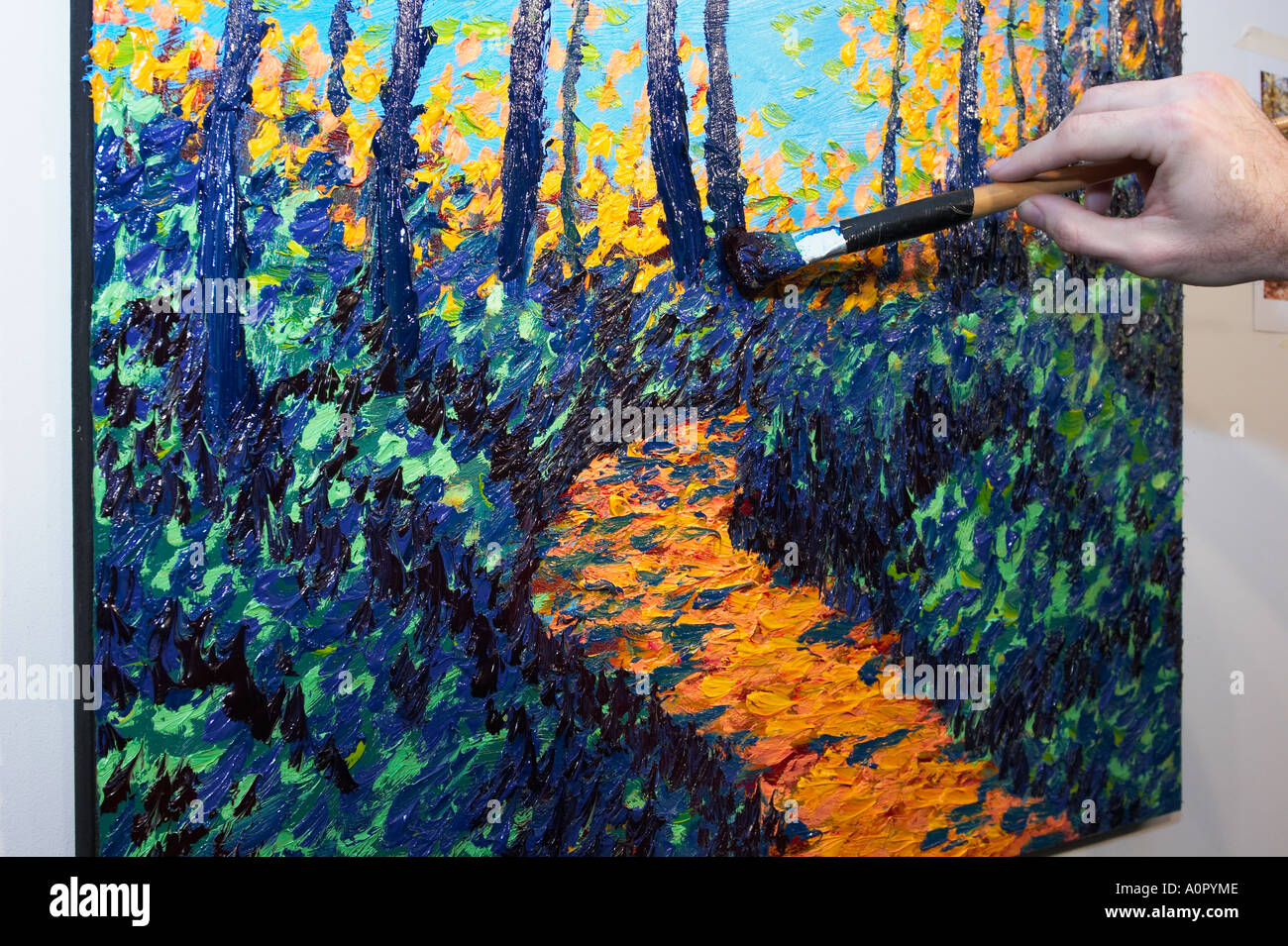 An oil painting being created by an artist Stock Photo - Alamy