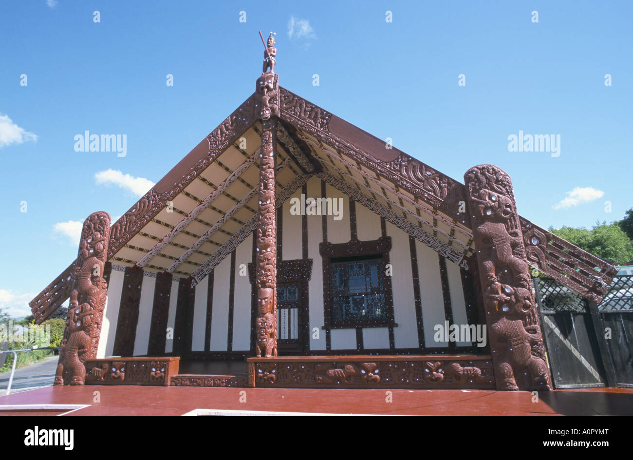Tamatekapua Maori meeting house whare whakairo Ohinemutu Rotorua South ...