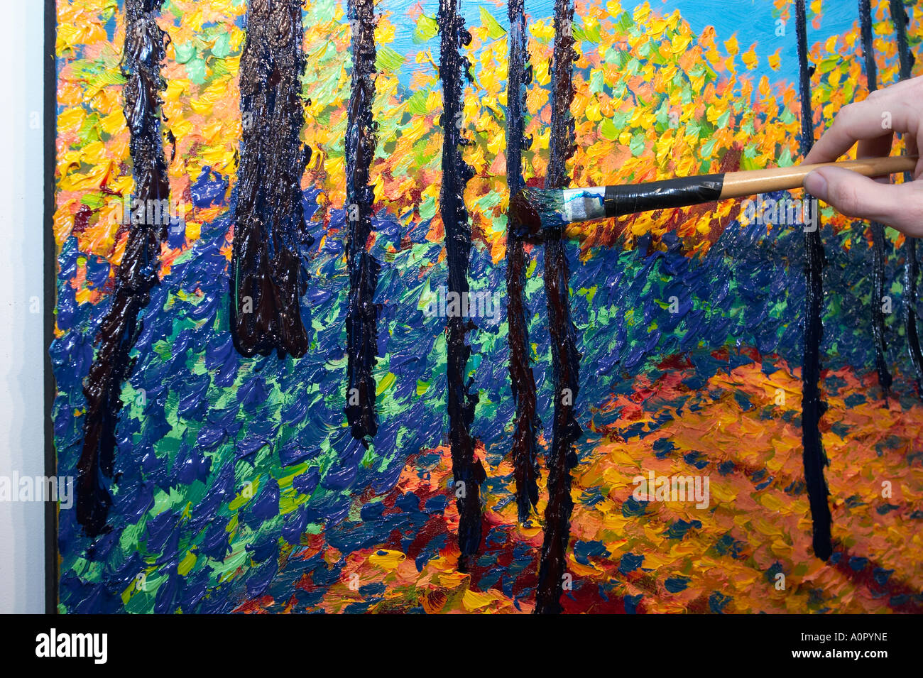 An oil painting being created by an artist Stock Photo - Alamy