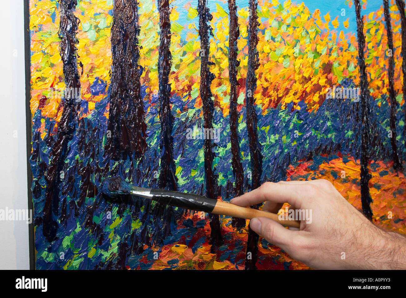 An oil painting being created by an artist Stock Photo - Alamy