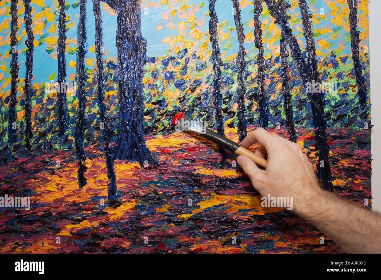 An oil painting being created by an artist Stock Photo - Alamy