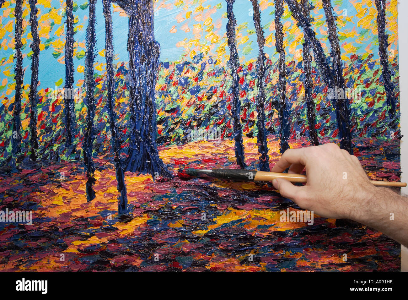 An oil painting being created by an artist Stock Photo - Alamy