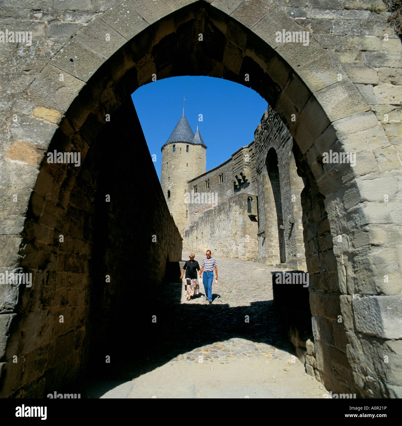 Inside the walls of the Cite Carcassonne UNESCO World Heritage Site ...