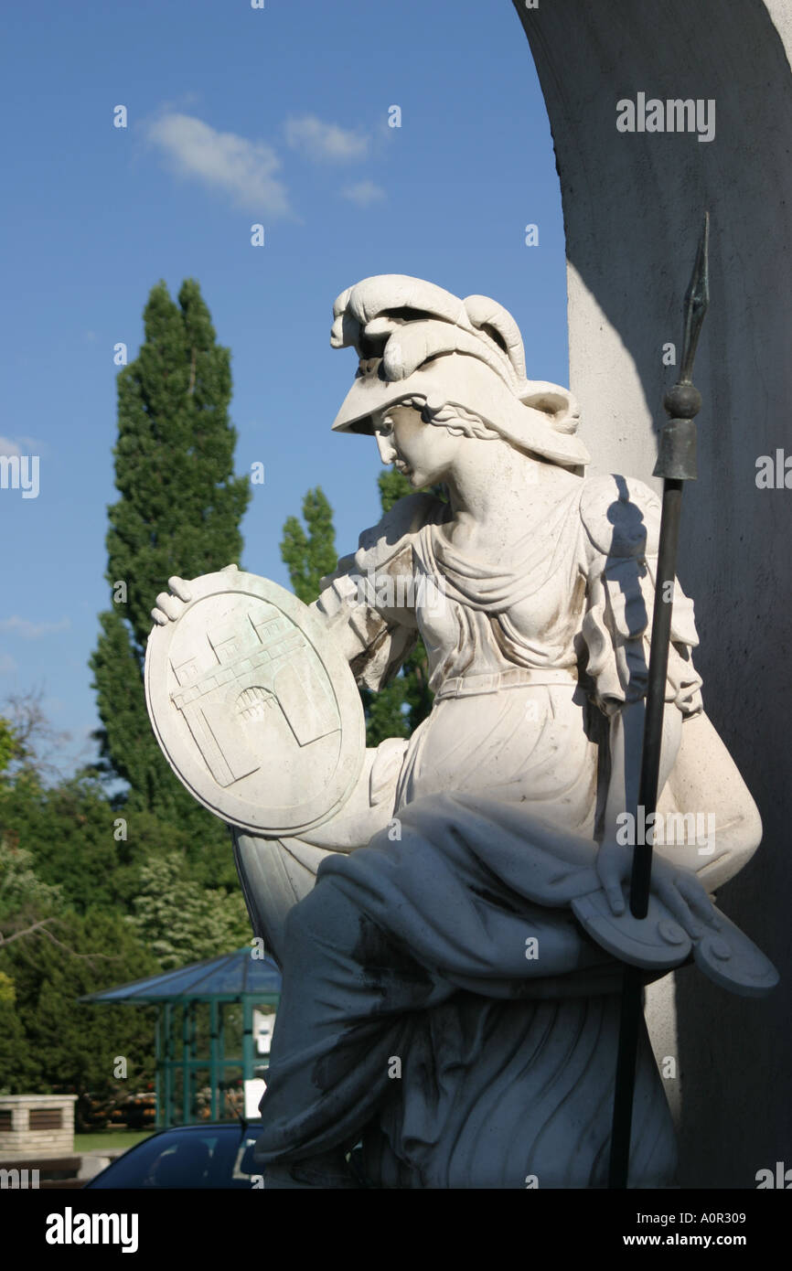Statue of Pallas Athene by the old town hall in Budapest Hungary The ...
