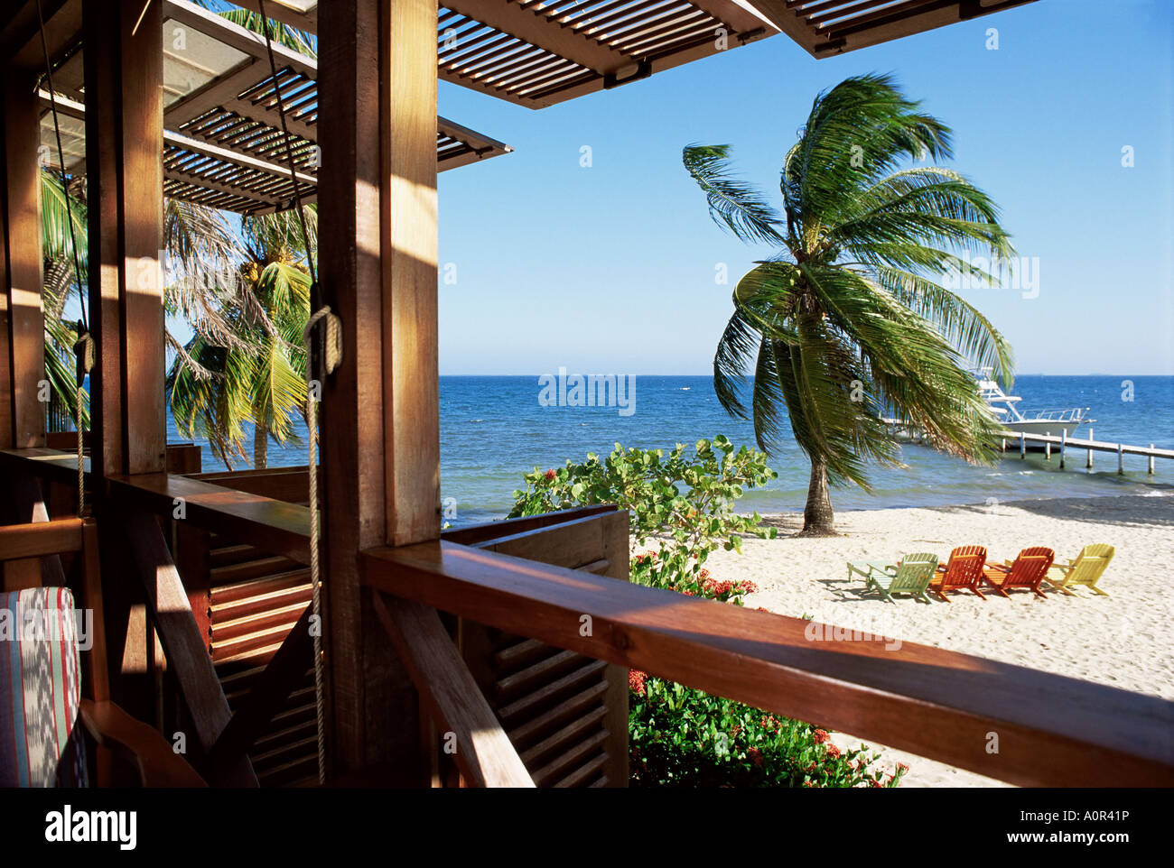 View from restaurant Rum Point Inn Placencia Belize Central America ...