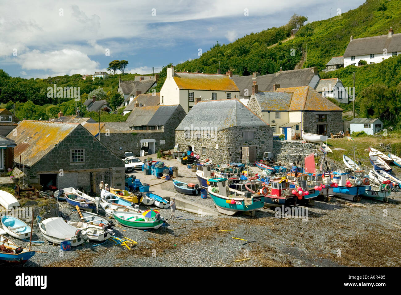 Harbour cadgwith uk fishing boat hi-res stock photography and images ...