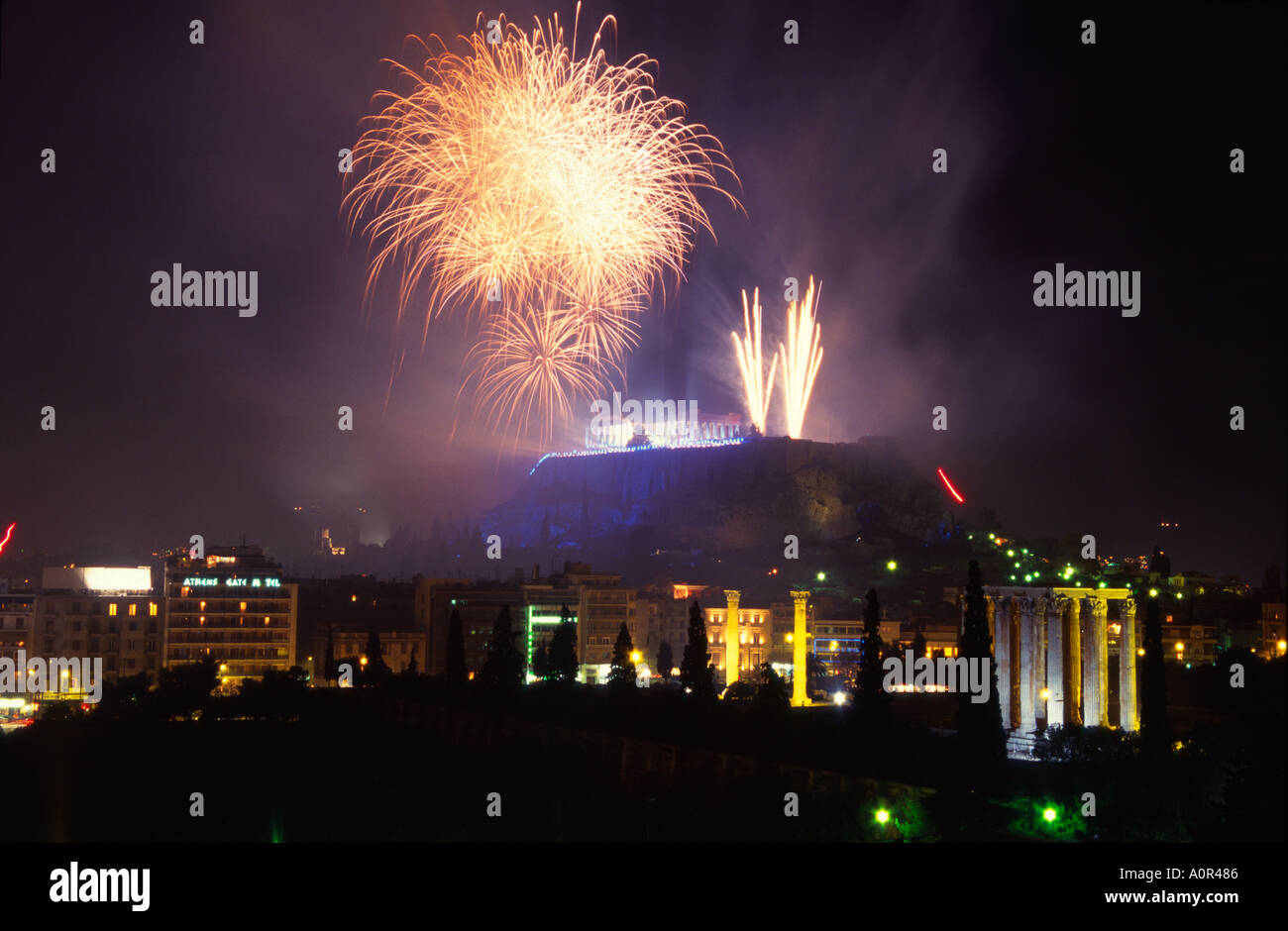 Athens acropolis fireworks hi-res stock photography and images - Alamy