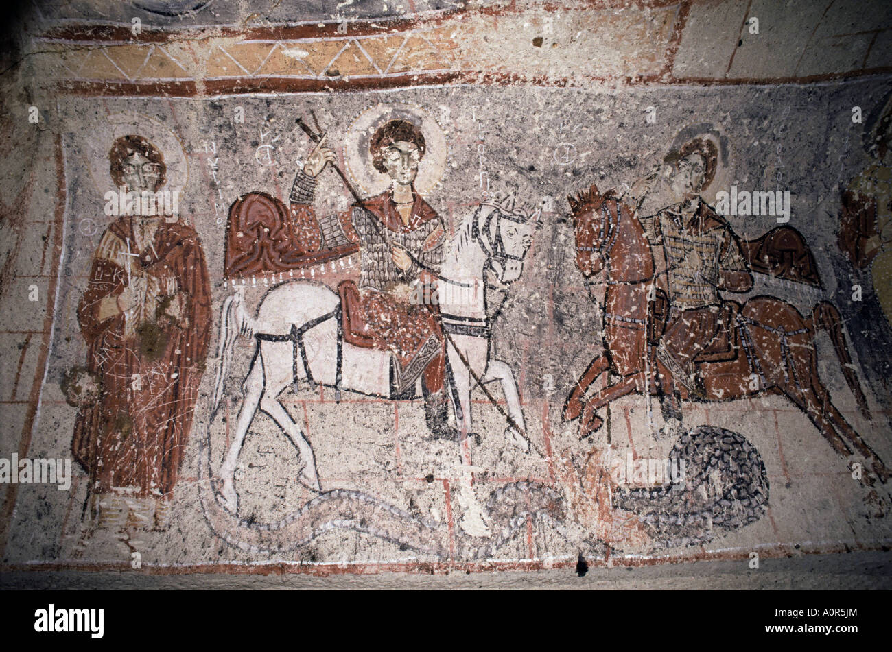 Fresco in Church of the Serpent figure could be St George Goreme ...