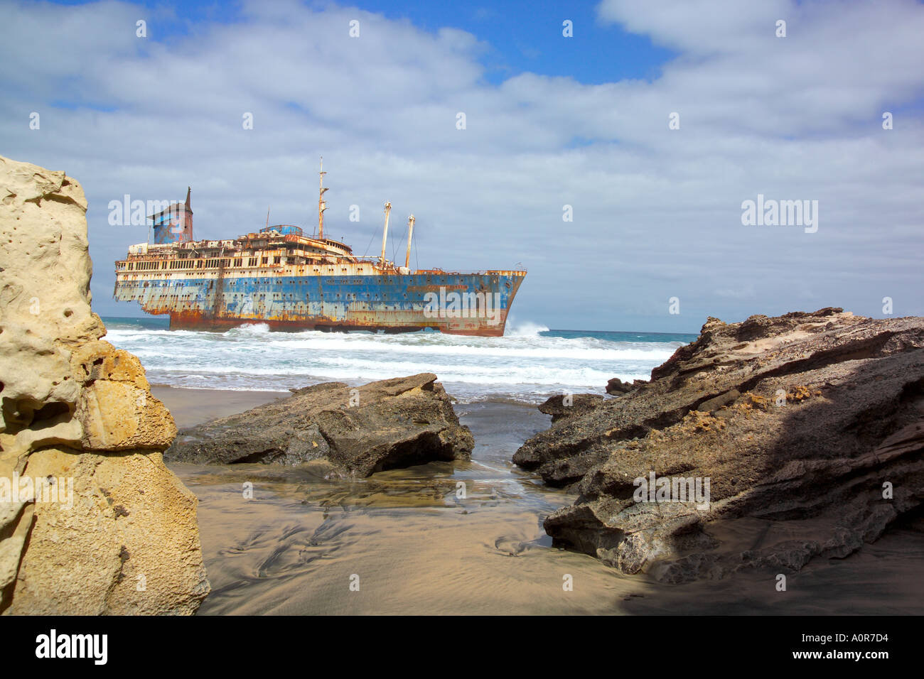 Spain, Canary Islands, Fuerteventura, Playa de Garcey, Wreck of America Star Stock Photo - Alamy
