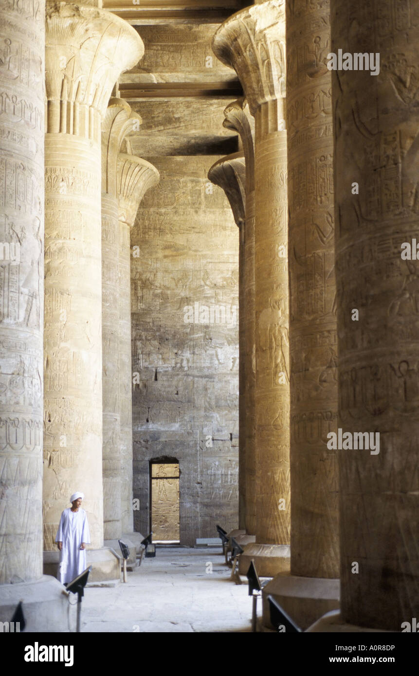 Columns in the hypostyle hall Temple of Horus Edfu Egypt North Africa ...