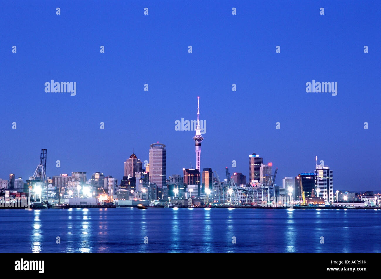 Sky Tower Buildings night Stock Photo - Alamy