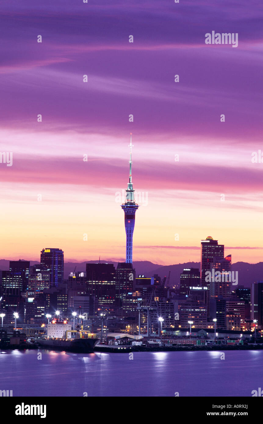 Sky Tower Buildings night Stock Photo - Alamy