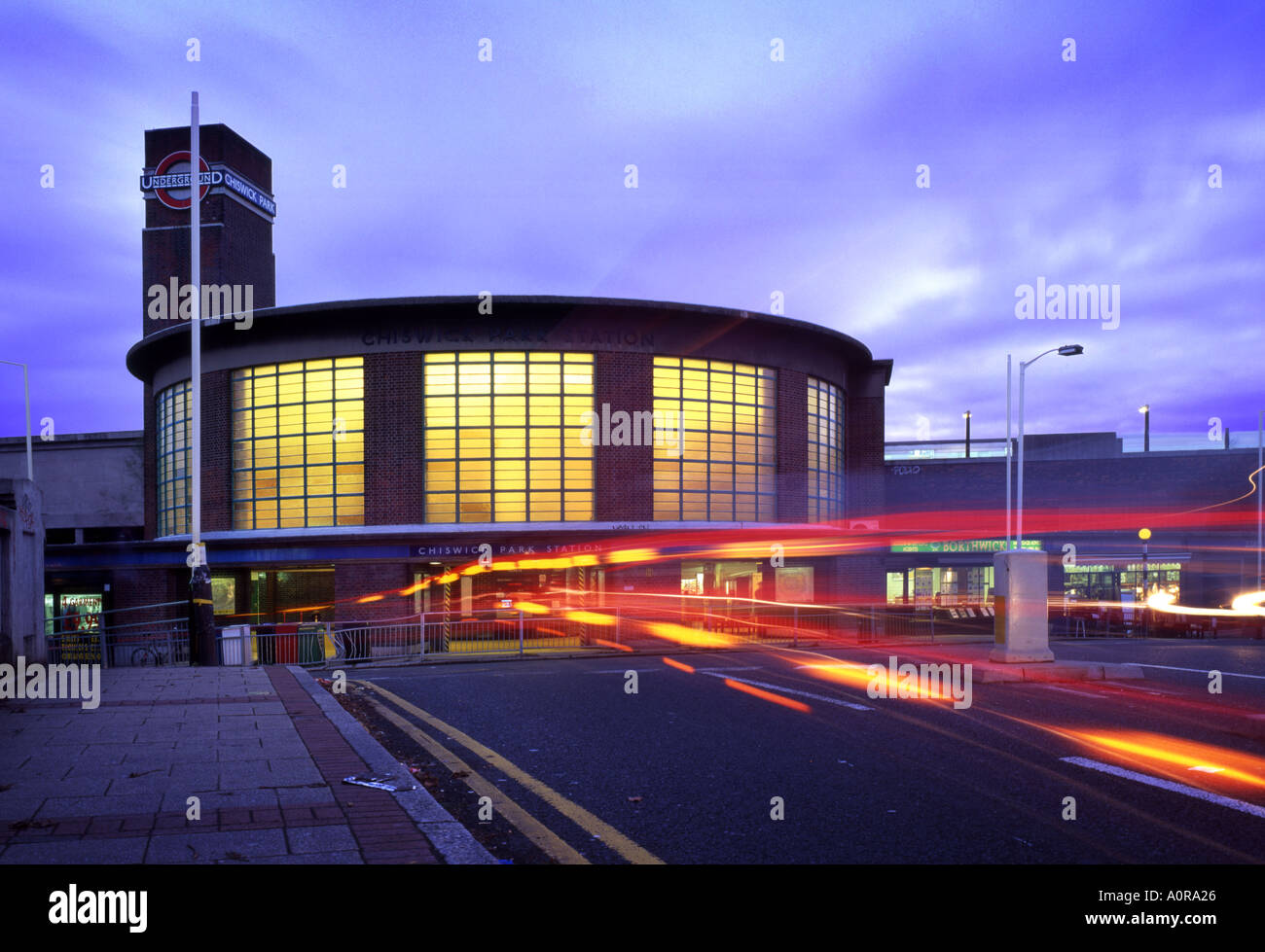 Chiswick Tube Station at Dusk Stock Photo - Alamy
