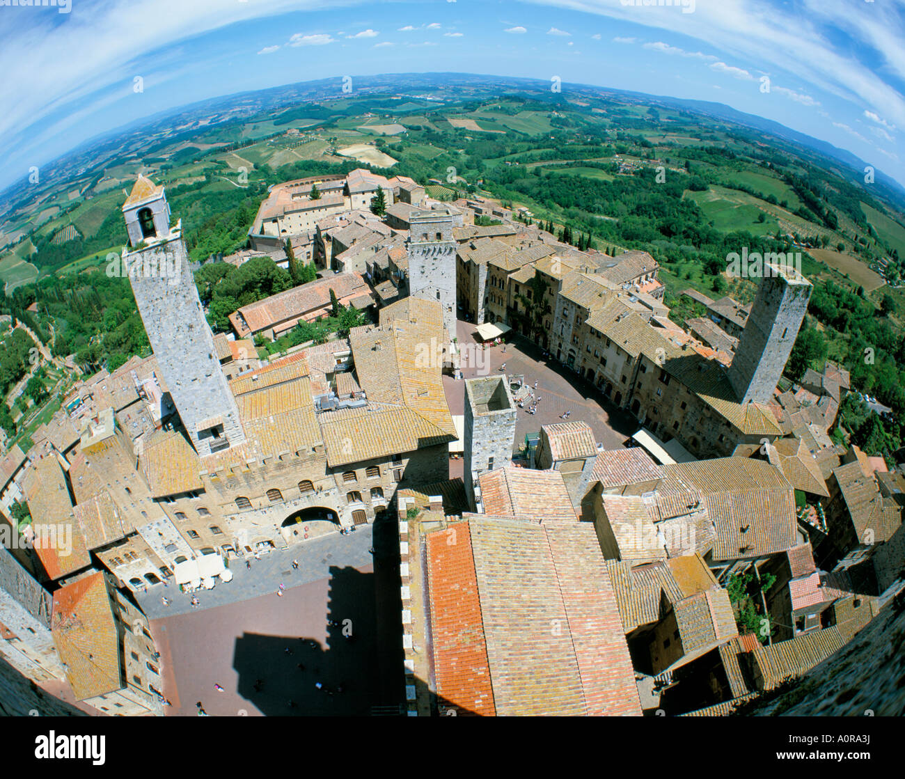One of the medieval towers in san gimignano hi-res stock photography ...