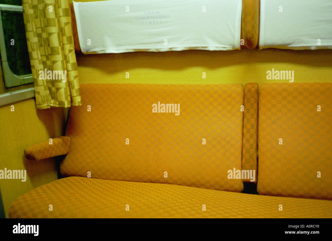 Old train compartment seats hi-res stock photography and images - Alamy