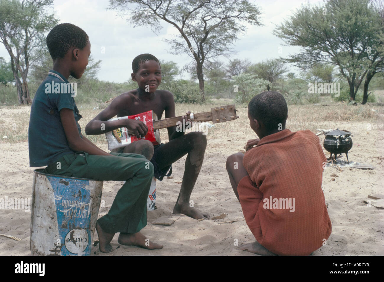 Bushman boys Kalahari Botswana Africa Stock Photo - Alamy