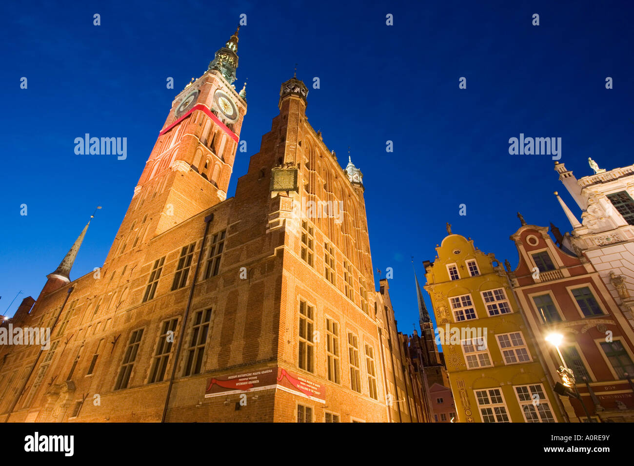 The Main Town Hall in Gdansk Old Town built in 1492 Dlugi Targ Long ...