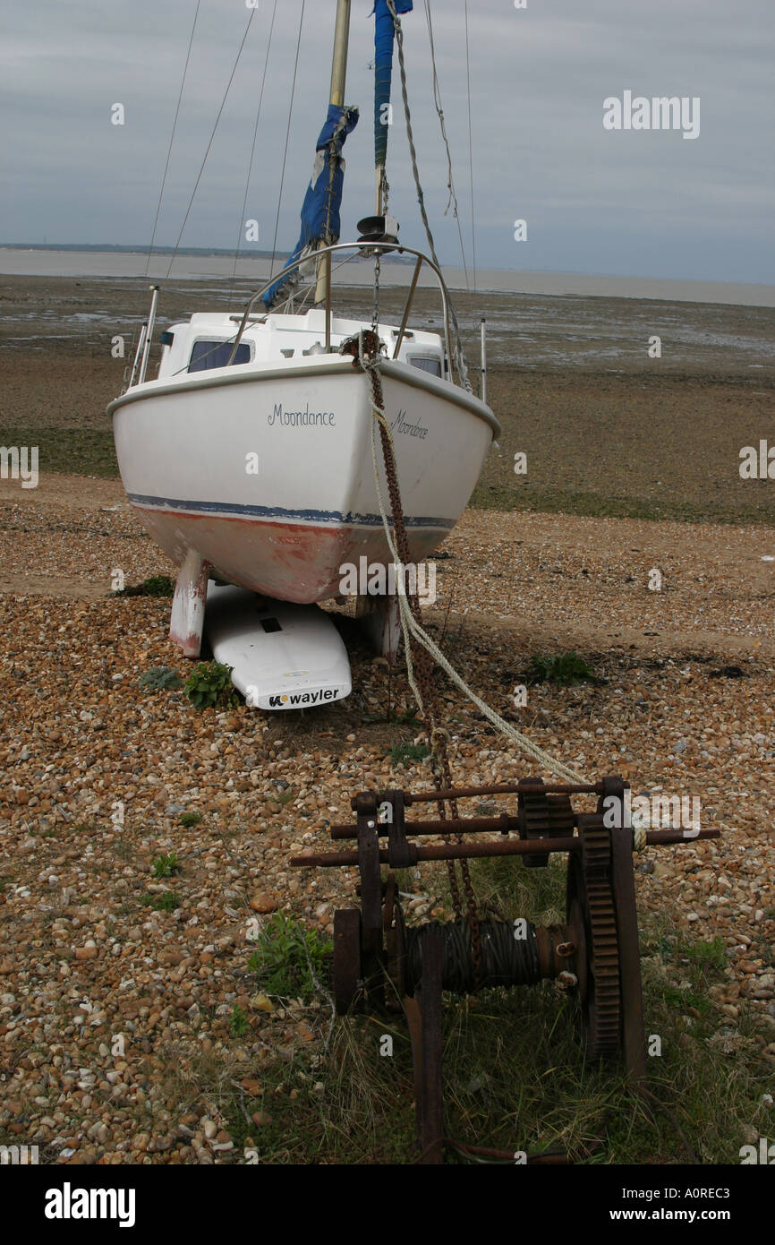 sailing boat on british beach Stock Photo - Alamy