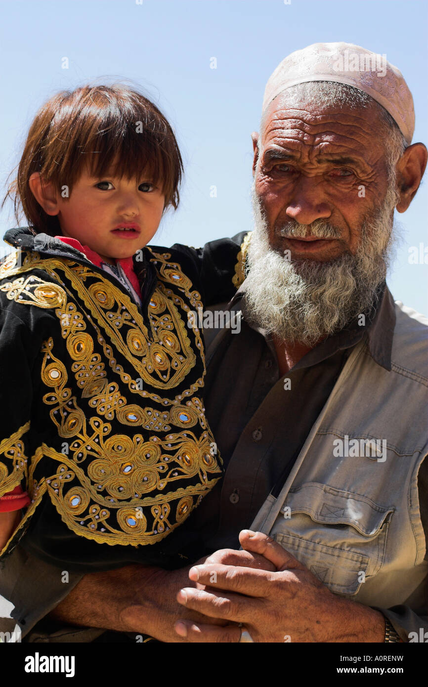 Man holding young girl Bamiyan Bamiyan Province Afghanistan Asia Stock ...