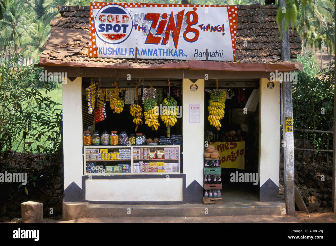 Village shop Hindu Ponda Goa India Asia Stock Photo - Alamy