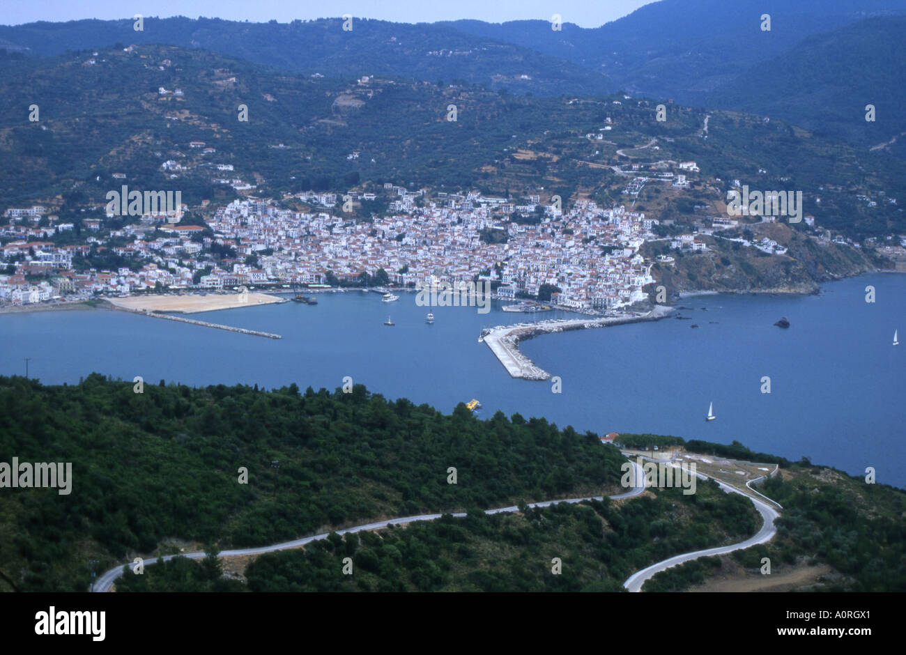 skopelos town as seen from the other side of the bay number 1661 Stock ...