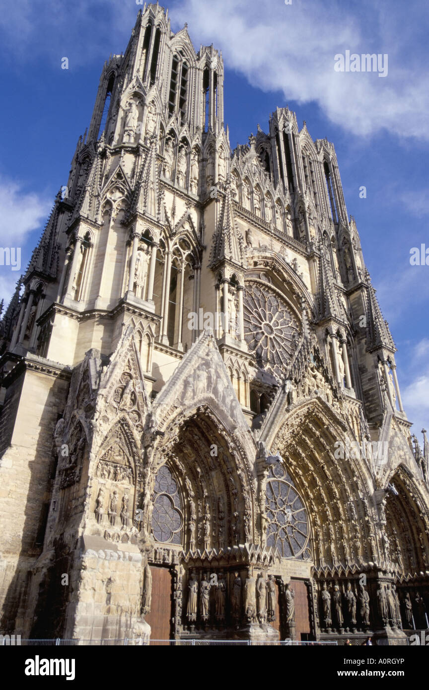 West front of Reims cathedral dating from 13th and 14th centuries ...