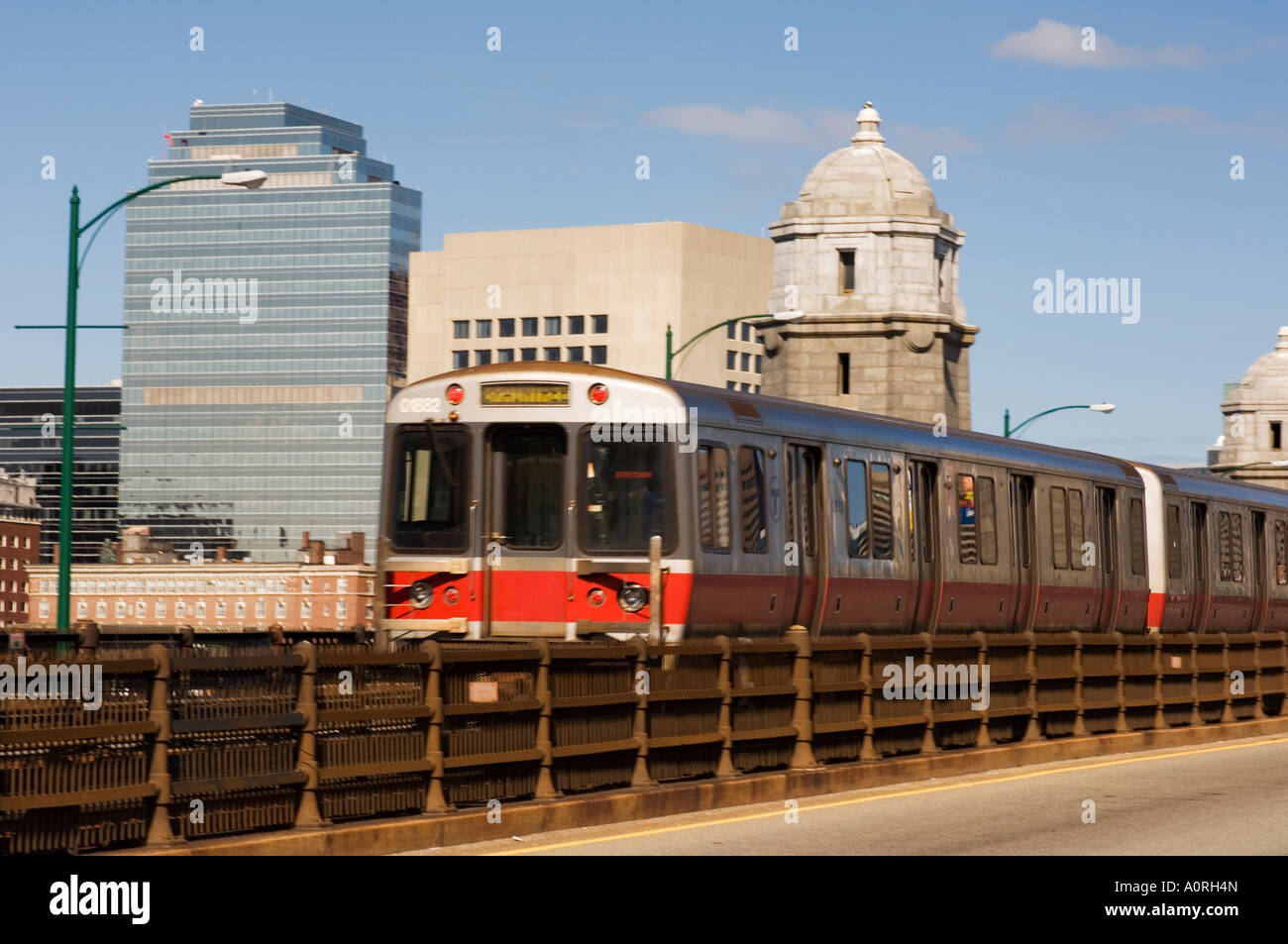 M B T A T train crossing Longfellow Bridge Boston Massachusetts New ...