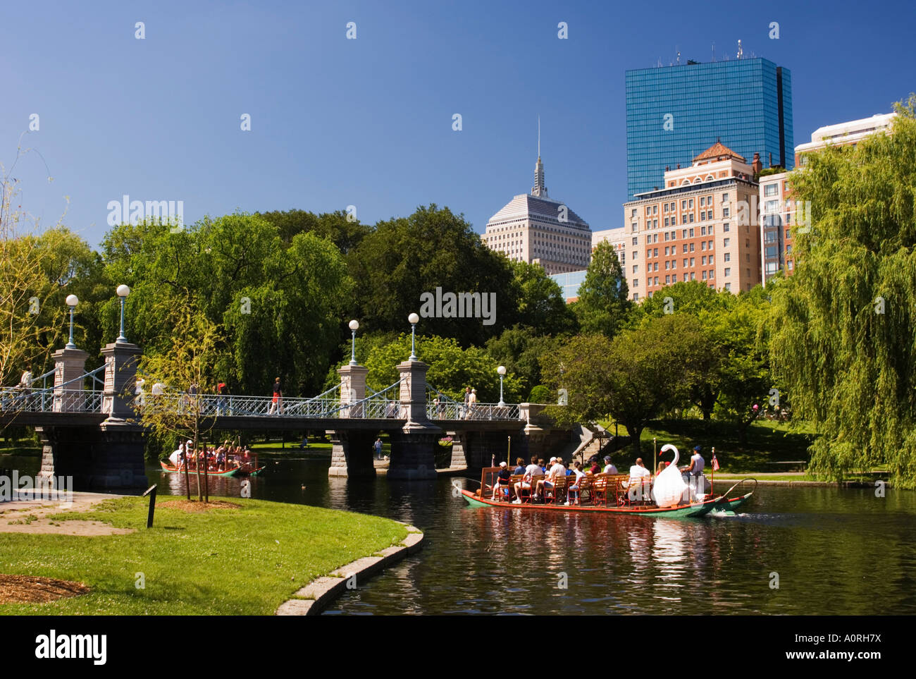 Lagoon Bridge and Swan Boat in the Public Garden Boston Massachusetts ...