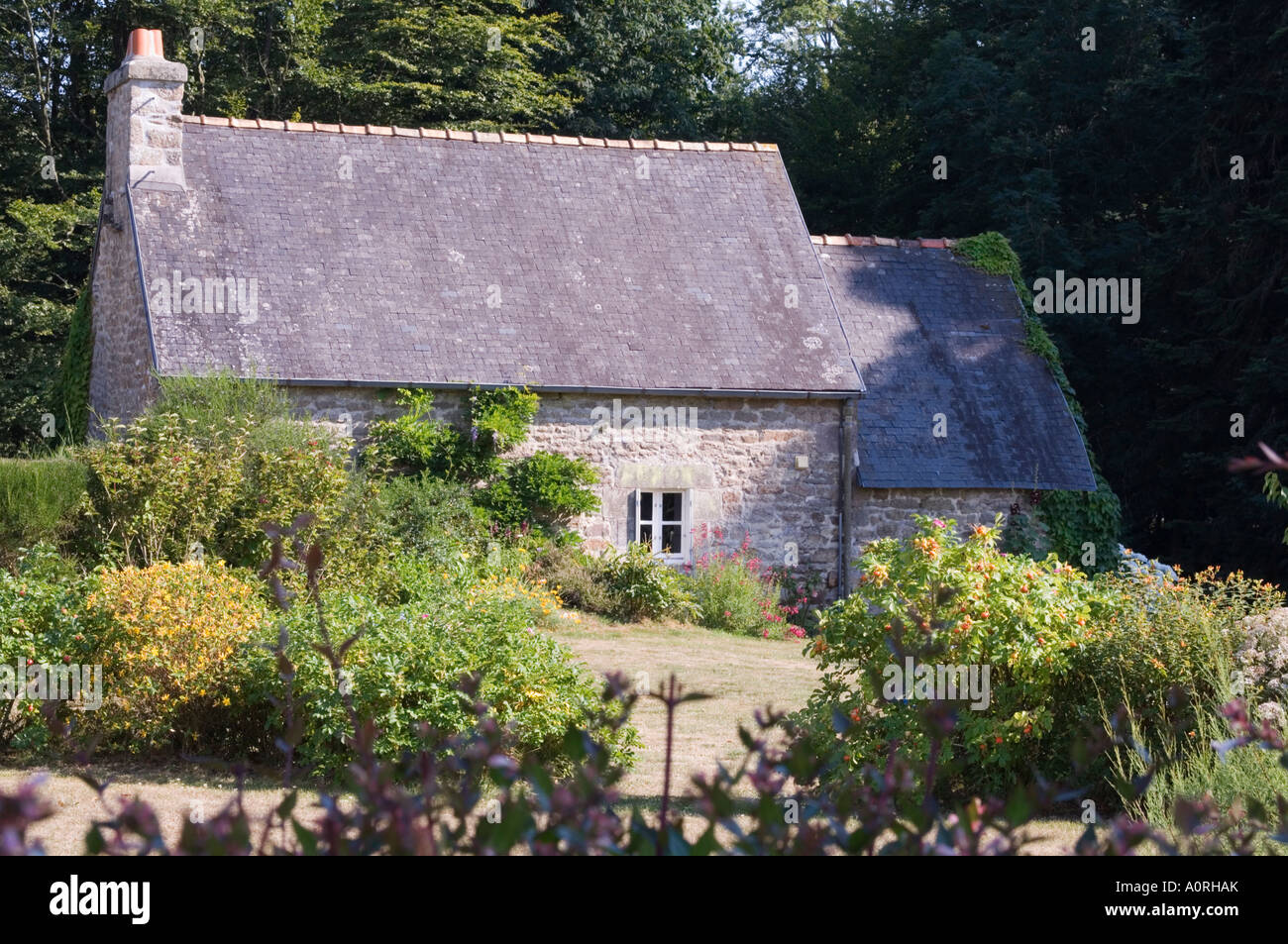 Old stone farm building near Quimper Southern Finistere Brittany France ...