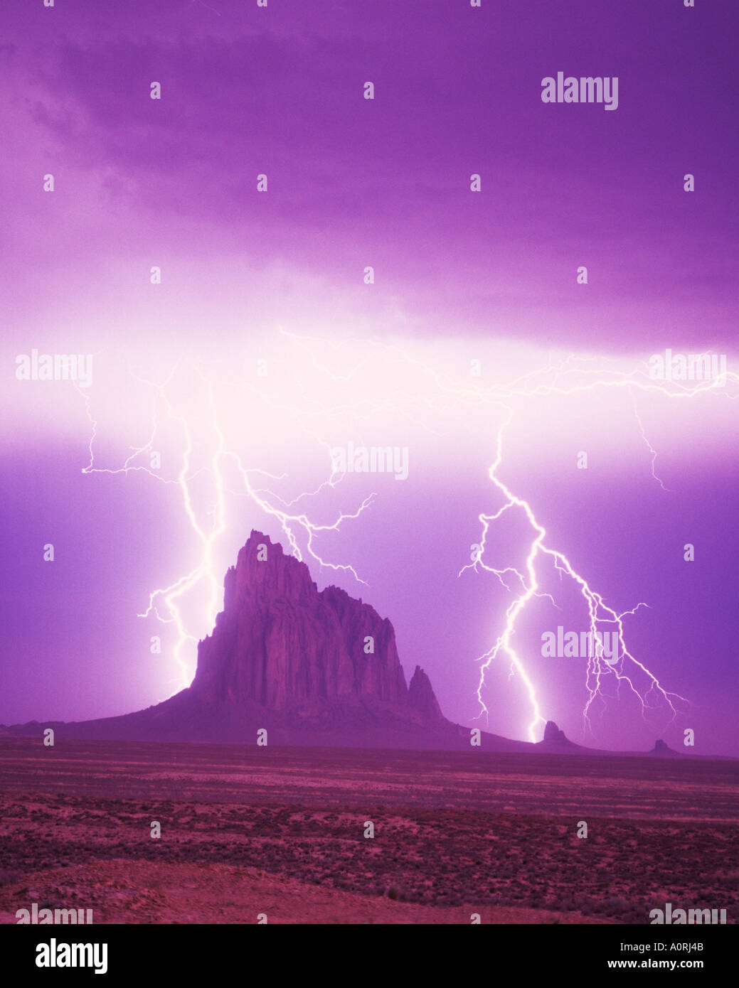 Lightning strikes shiprock new mexico hi-res stock photography and ...
