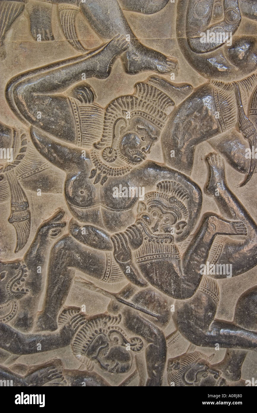 Angkor Wat Bas Relief Stock Photo - Alamy