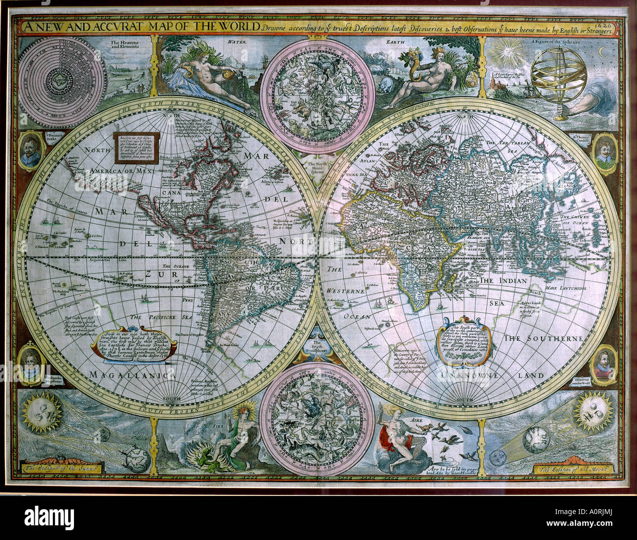 Antique Map World Map 1626 Stock Photo - Alamy