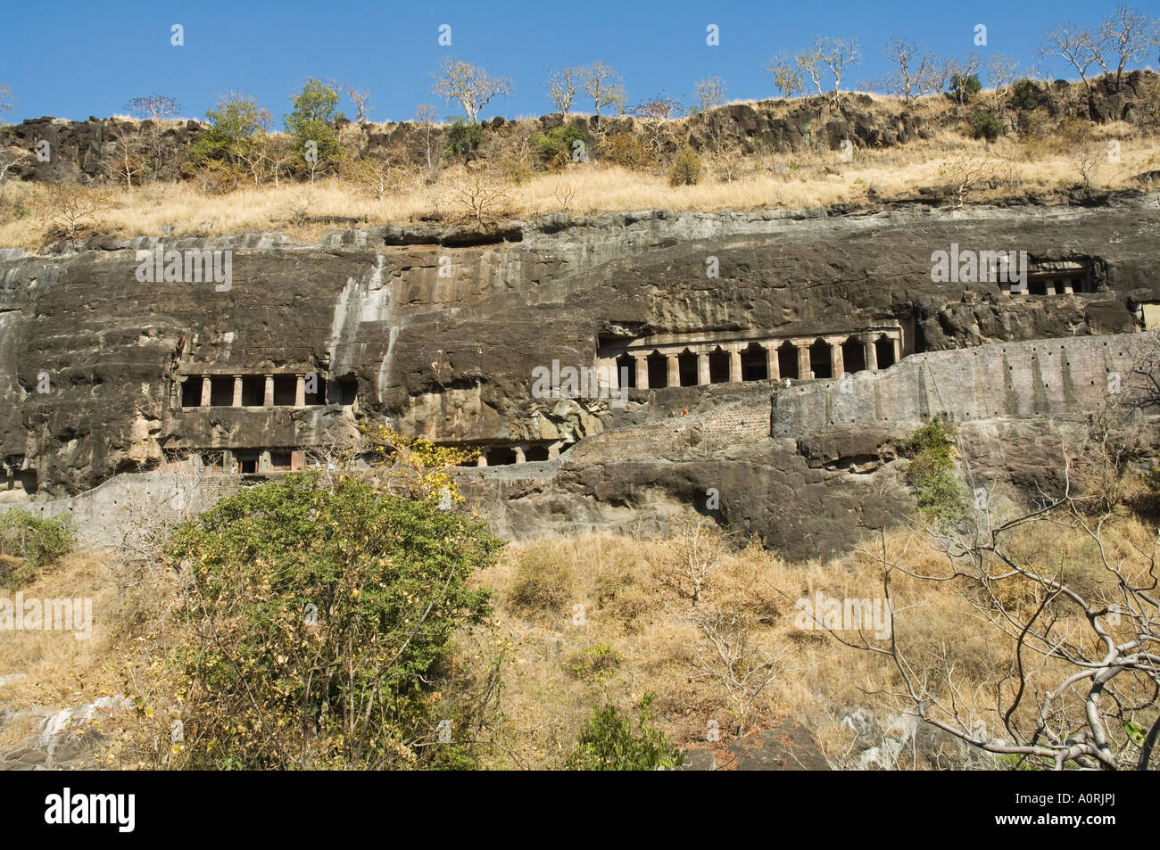 Ajanta Cave complex Buddhist Temples carved into solid rock dating from ...