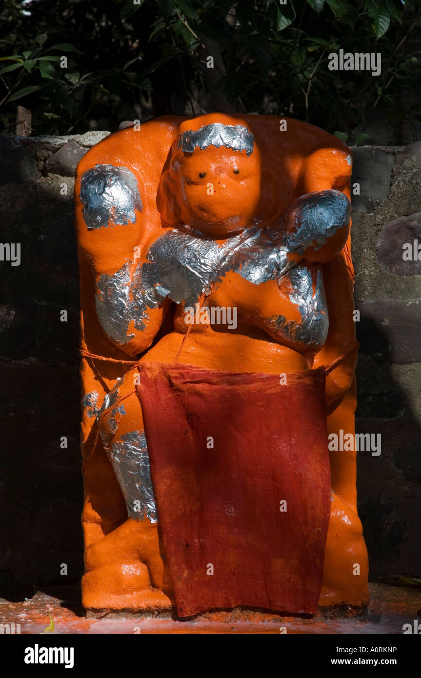 Outdoor shrine to Hindu god Maheshwar Madhya Pradesh state India Asia ...