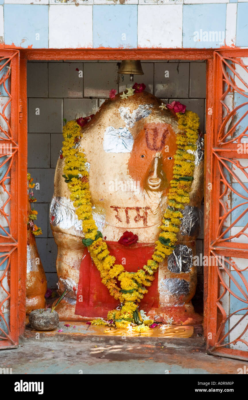 Hindu god and shrine Maheshwar Madhya Pradesh state India Asia Stock ...
