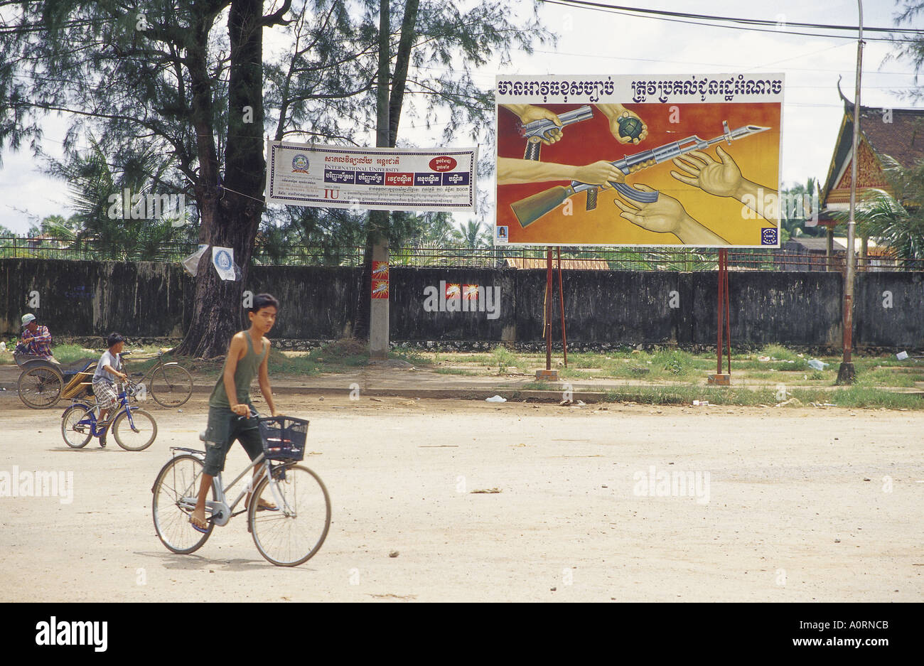 danger guns sign kampot cambodia Stock Photo - Alamy