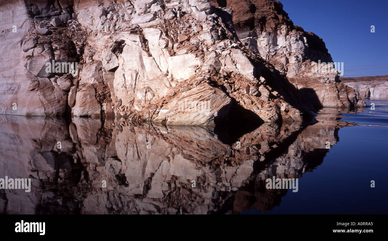 Reflections and illusions on the water of Lake Powell Stock Photo - Alamy