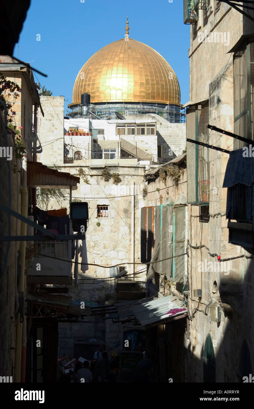 Dome of the Rock Haram ash Sharif Temple Mount back alley of Old Walled ...