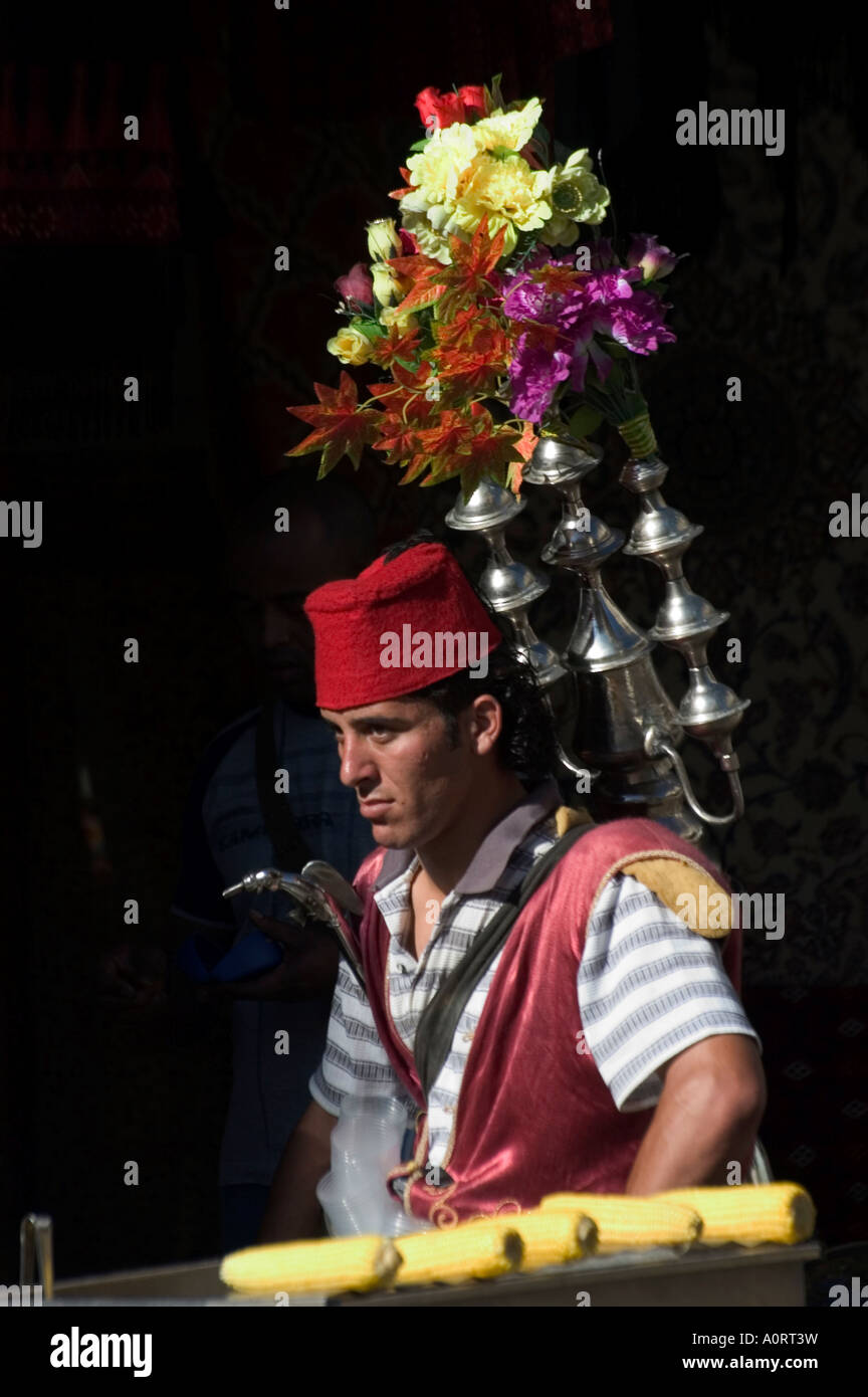Man selling tea in traditional costume Old Walled City Jerusalem Israel ...