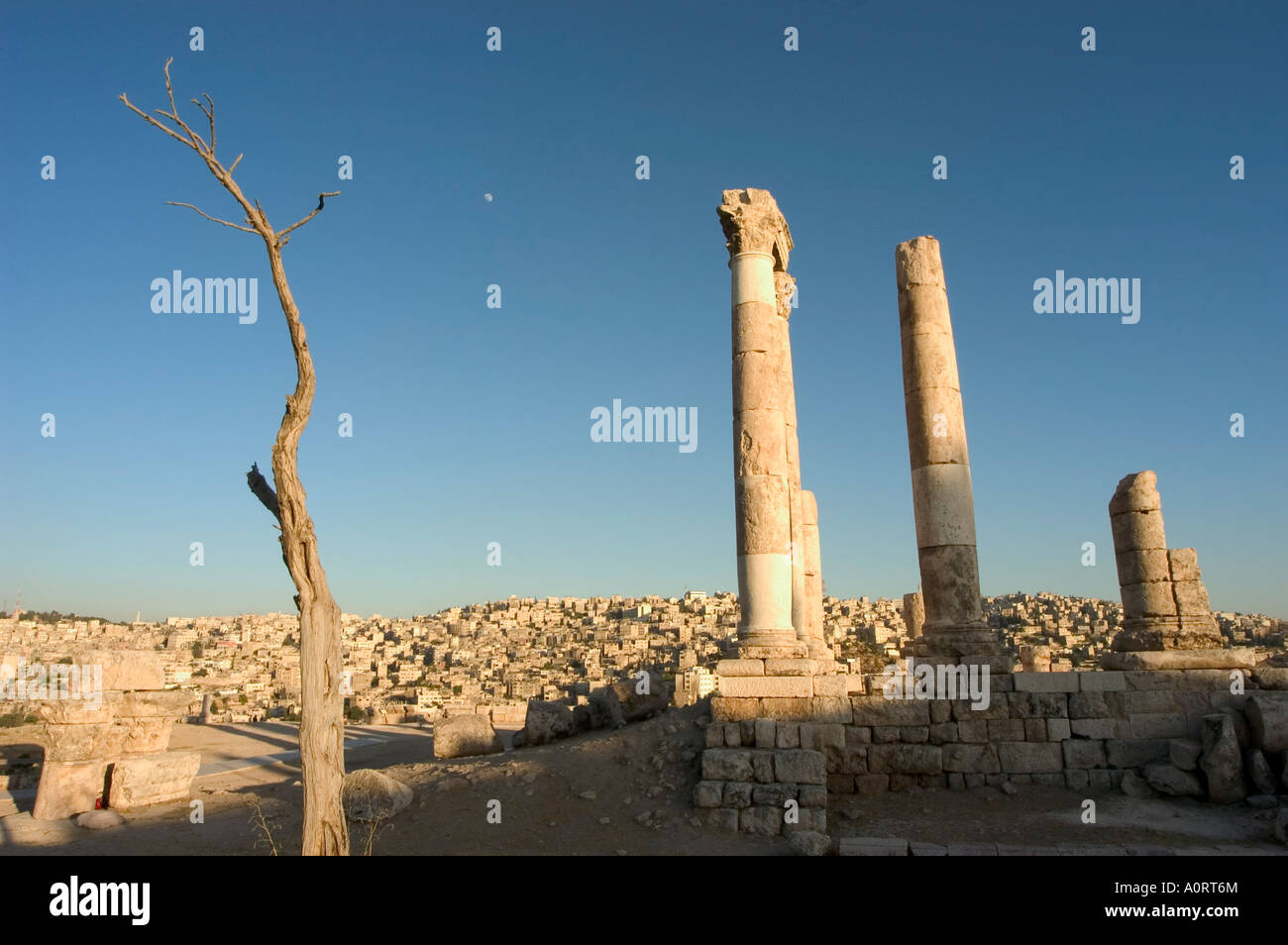 Citadel ruins Jebel al Qal ah Amman Jordan Middle East Stock Photo - Alamy
